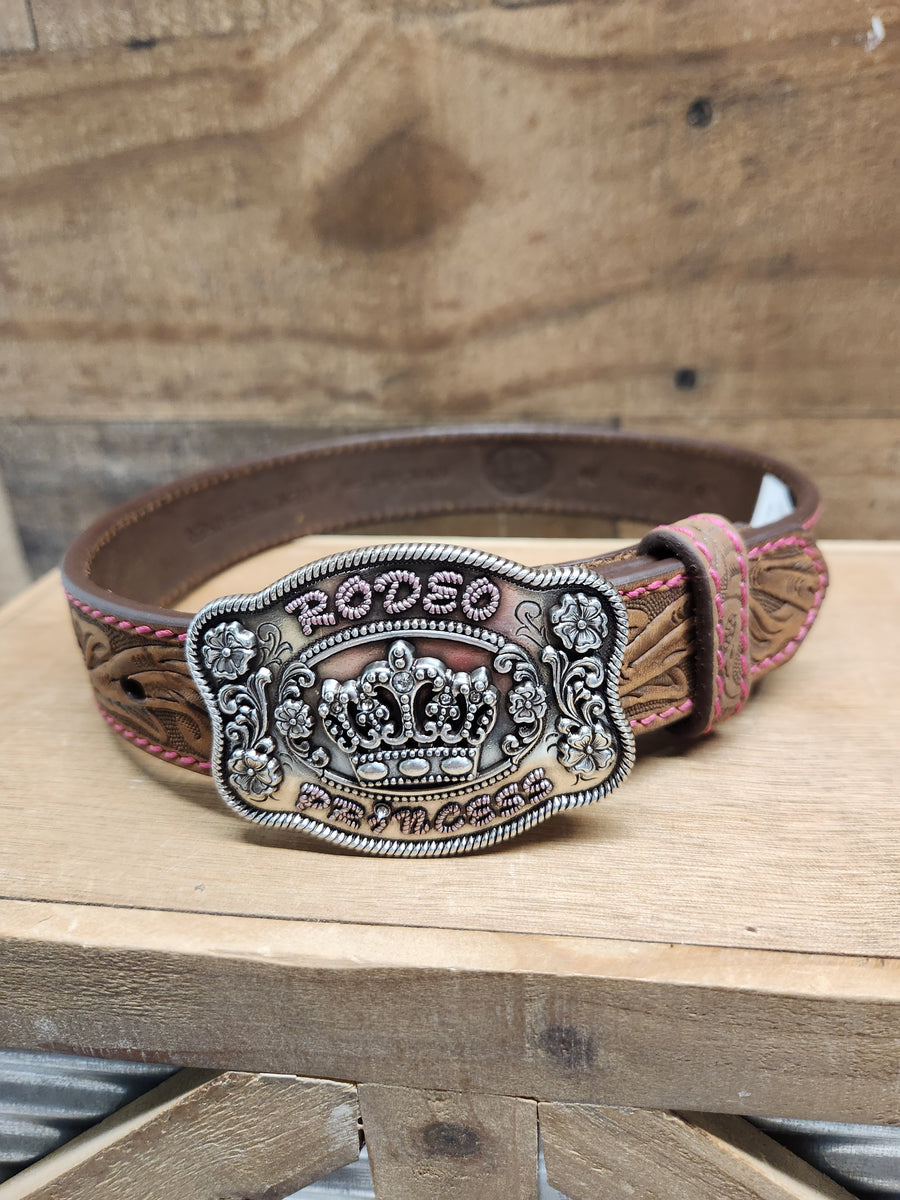 Angel Ranch Rodeo Princess Belt Girls - Leather/Pink – W Western Texas